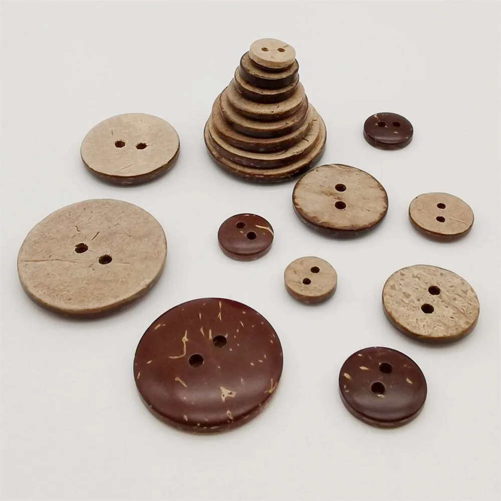 14L-40L Natural Coconut Shell Buttons - Durable & Stylish