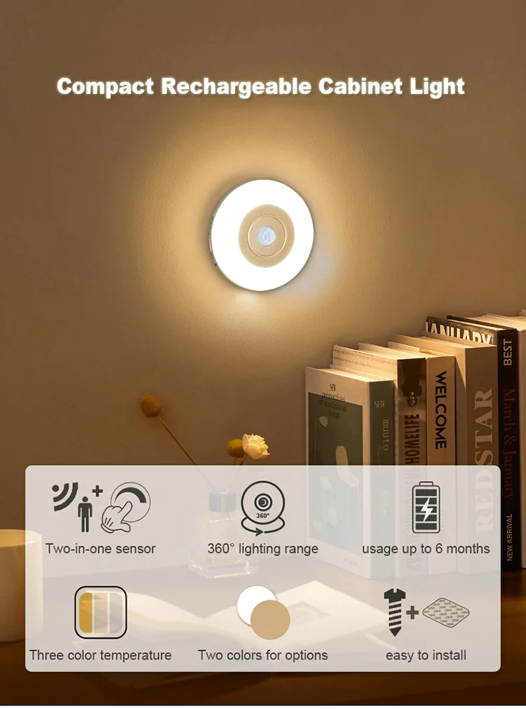 Rechargeable Indoor Pir Motion Sensor Switch Wall Mounted Induction ...