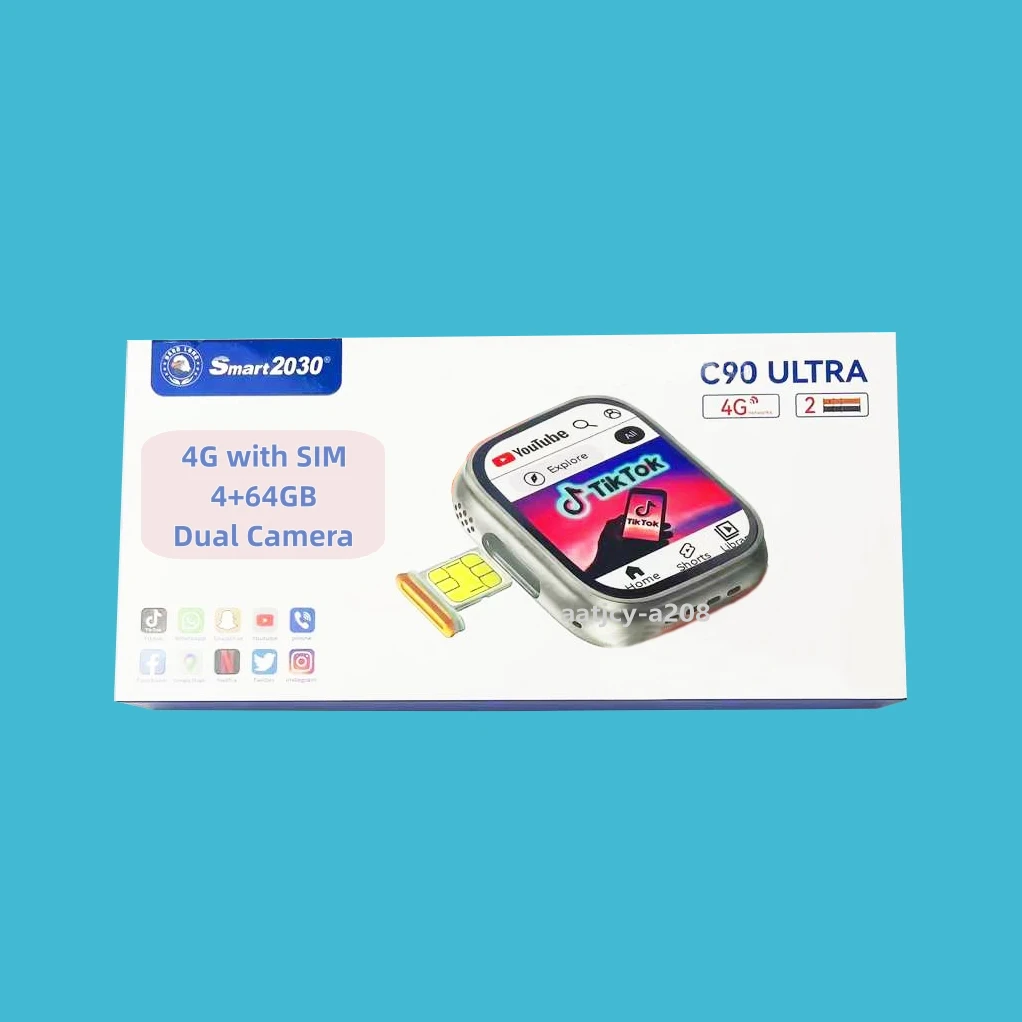 C90 Ultra Dual Camera 4g Sim Card Phone Call Watch S9 Ultra 2 Watch ...