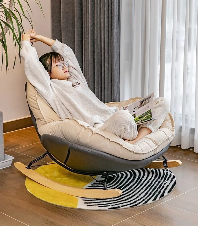 Nordic Style Single Rocking Chair Lazy Sofa Balcony Living Room Bedroom ...