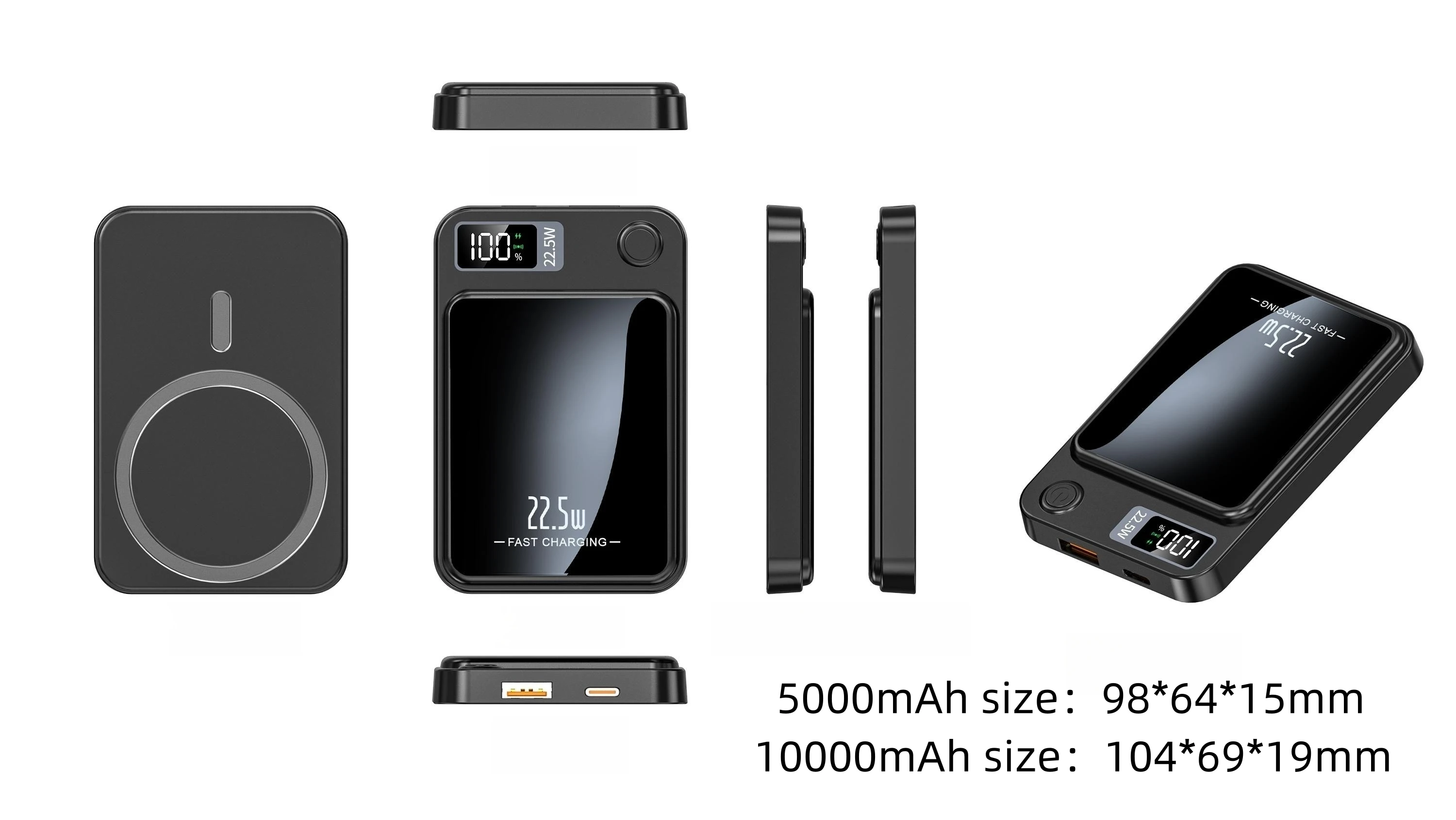 Oem Customizad Power Bank Mini 5000mah Led Display Qc3.0 22.5w Quick ...