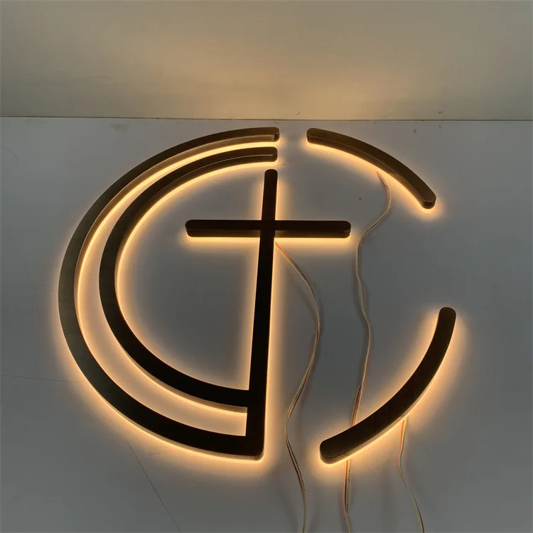 Custom Mirror Logo Back Lighted Signage Backlit Led Sign Brushed ...