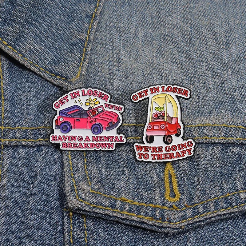 Cartoon car Road Rage Enamel Brooch Humor Backpack Badge Clothing ...