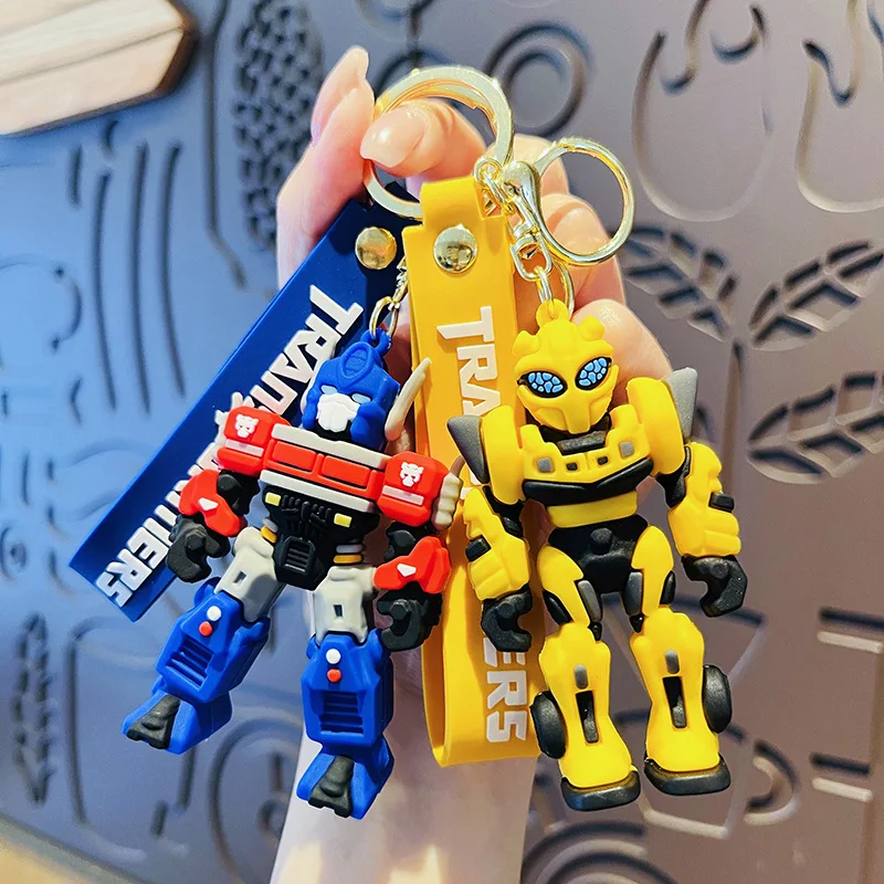 Optimus Prime & Cute Couple Cartoon Car Robot PVC Keychain Creative ...