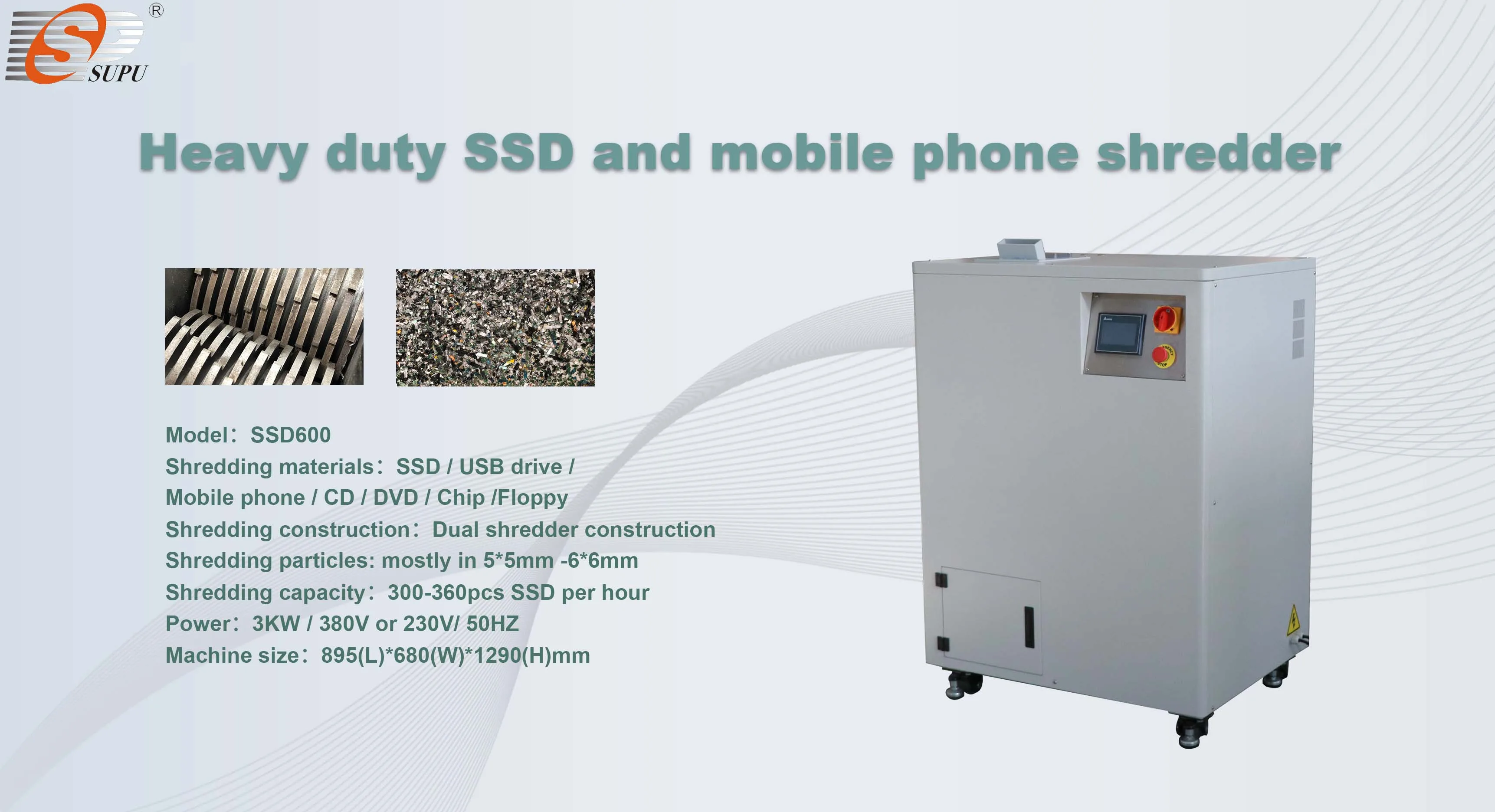 Industrial Ssd Cd Floppy Pcb Mobile Phone Shredder With E5 Level - Buy ...