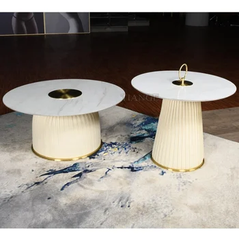 Italian Design Marble Look Round Pleated Coffee Table With Gentle Pleats - Buy Pleated Coffee ...