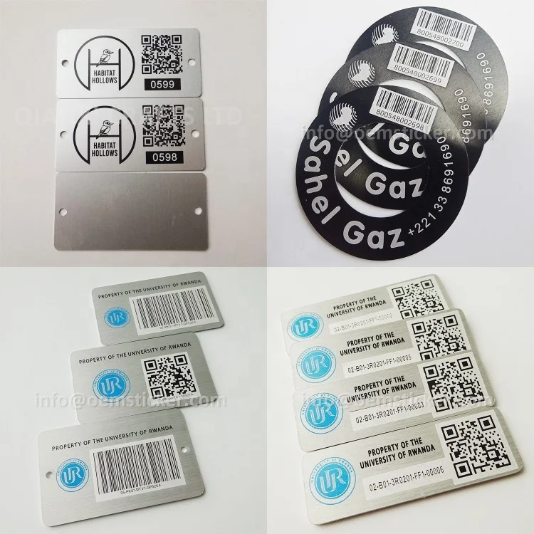 Metal Serial Number Equipment Nameplate Laser Marked QR Code