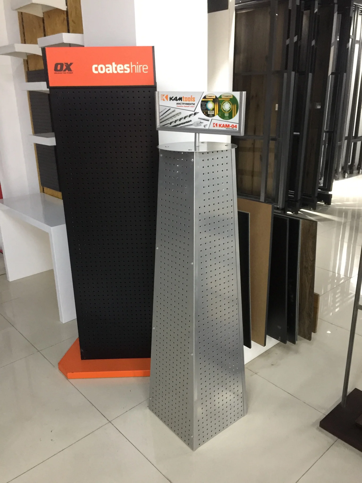 4-sided Steel Pegboard Display Stand - Durable & Customizable