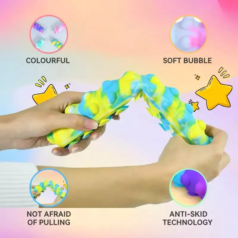Wholesale 3d Cute Caterpillar Fidget Toy With Light Squeeze Push Bubble ...