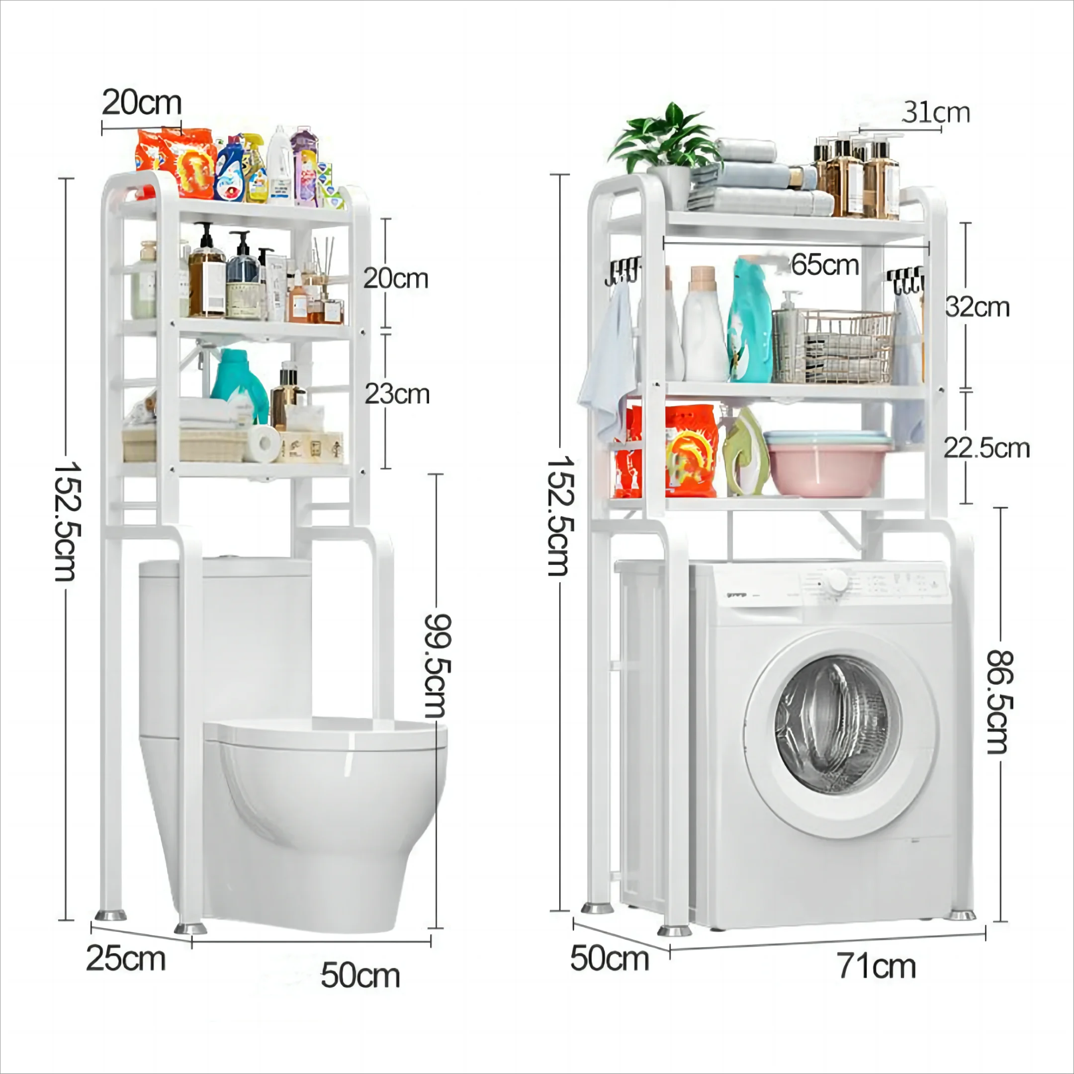 2/3 Layers Washing Machine Stand Bathroom Organizer Rack Black Shelf ...