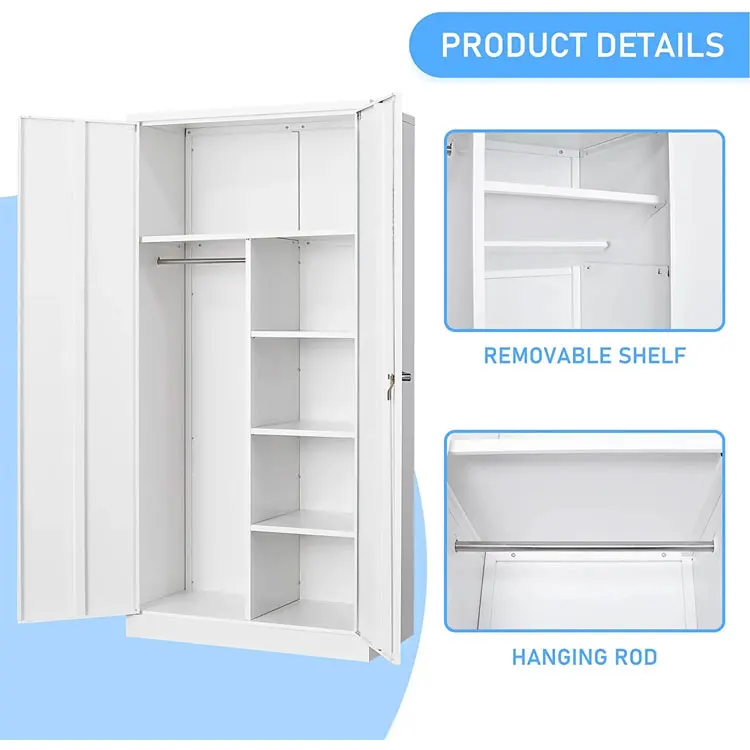 Luoyang Factory Steel Wardrobe Design/Metal Double Door Almirah Bedroom ...
