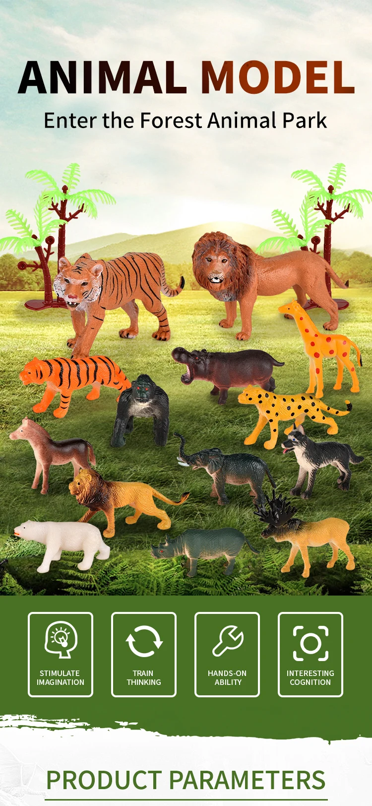 Learning Resources PVC Simulation Solid Plastic Model Lion Giraffe Wild ...