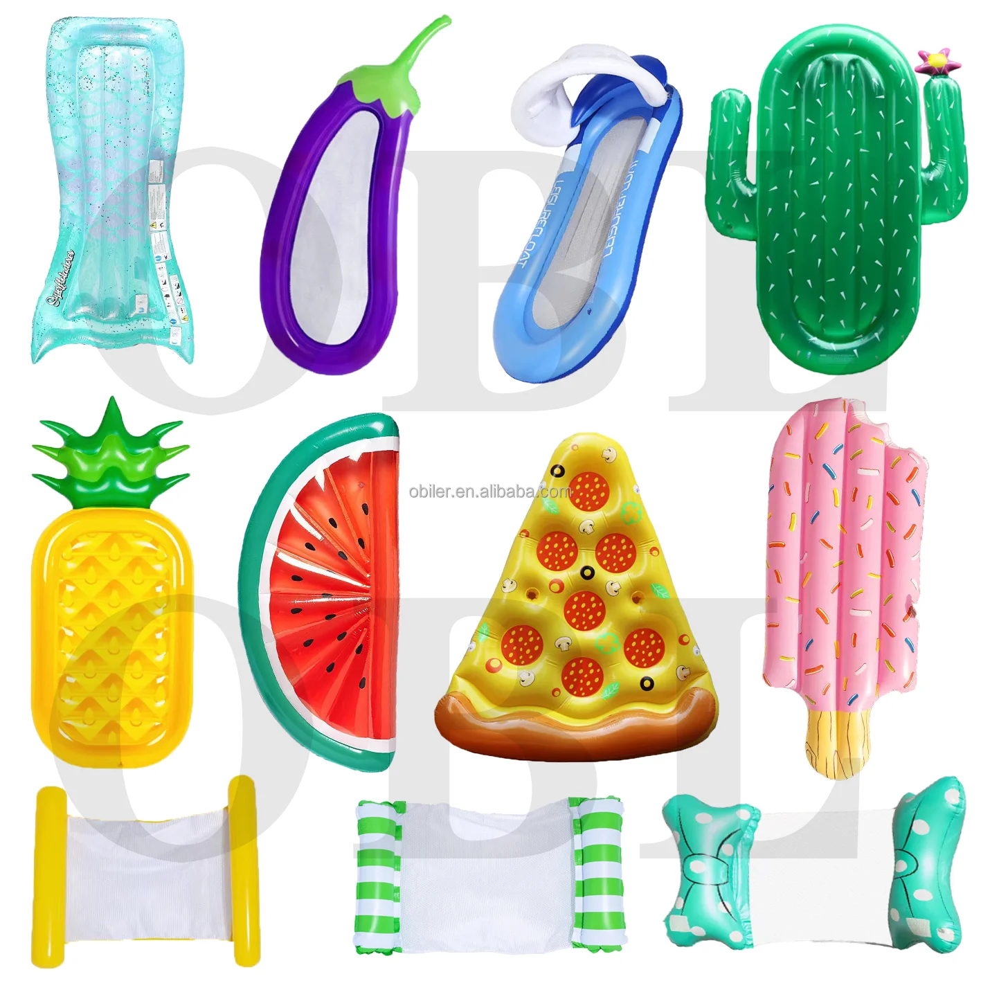 Obl New Design Fruit Swimming Pool Floaters Inflatable Float Green ...