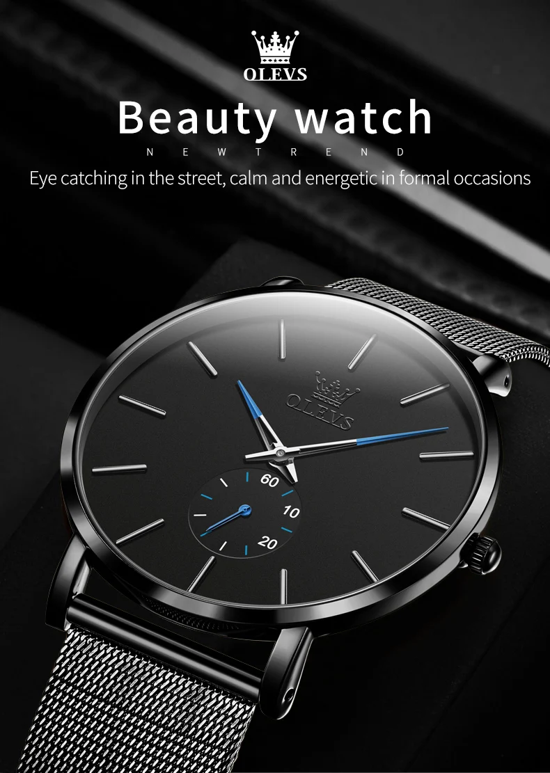 OLEVS 9954 - Customize Blue Dial Men's Watch - Water Proof