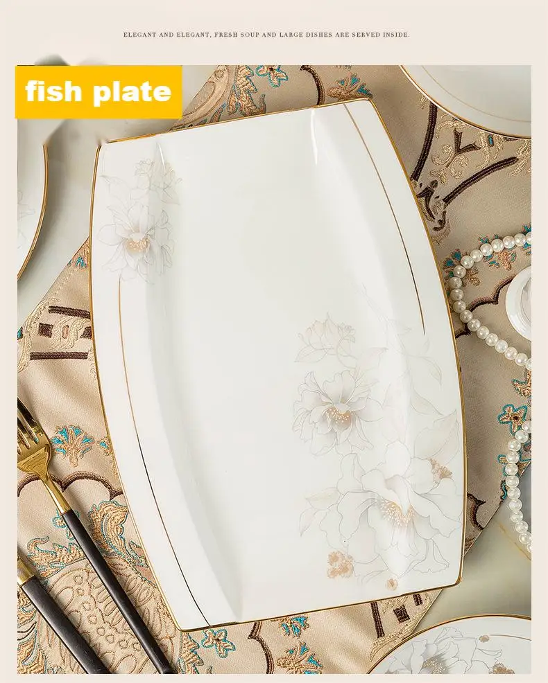 Quality Luxury China Colorful Dinnerware Sets Ceramic Tableware White ...