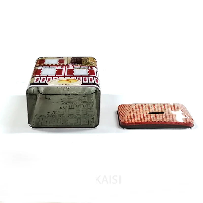 Wholesales Custom Printed House-shape Metal Tin Box With Coin Slot For ...
