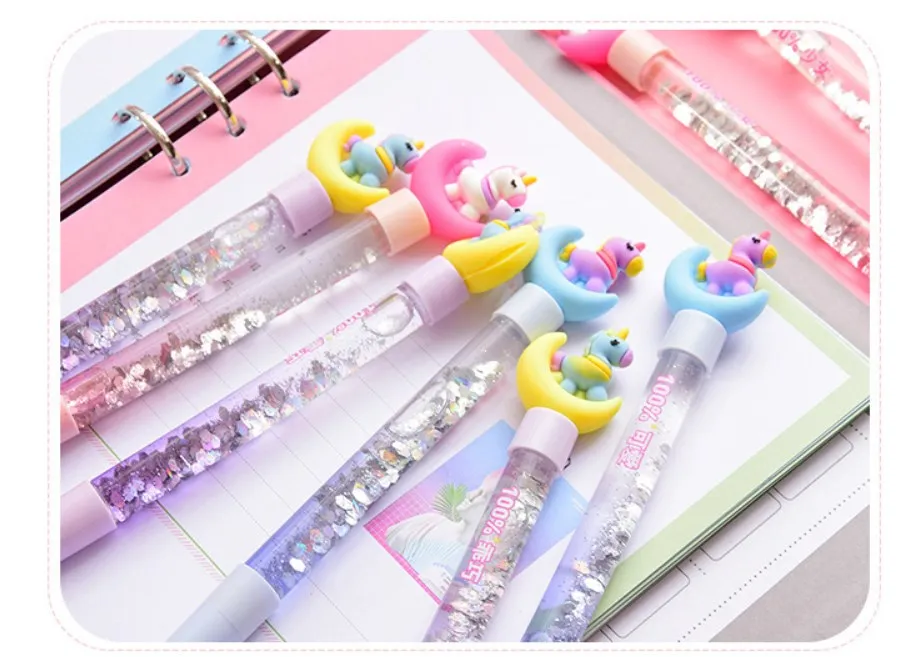 Pink Korean Creative Oil Colorful Quicksand Pen for Girls