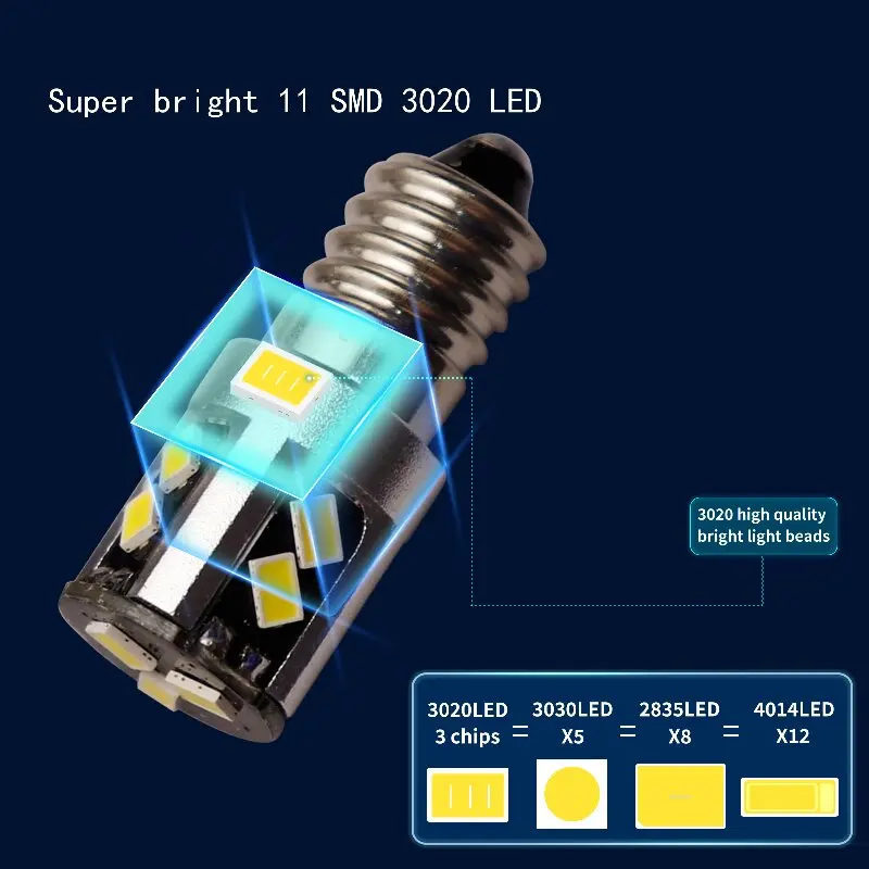 Ac 9v To 48v E10 Canbus No Error 11 Smd 3020 Led 3 Chips 2.8w Screw Led Indicator Bulb ...