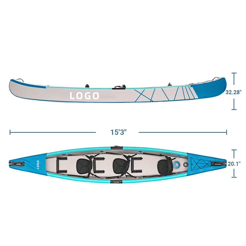 3 Person Drop Stitch Inflatable Kayak - Ideal for Rivers & Lakes