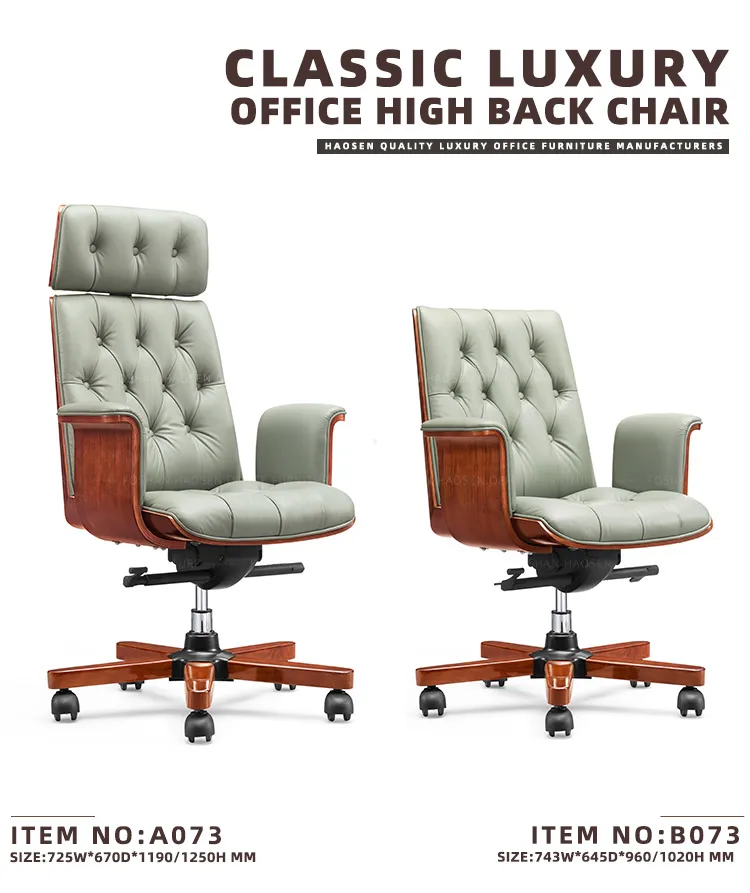 Classic Retro Boss Leather Wooden Swivel Office Chair Large Best ...