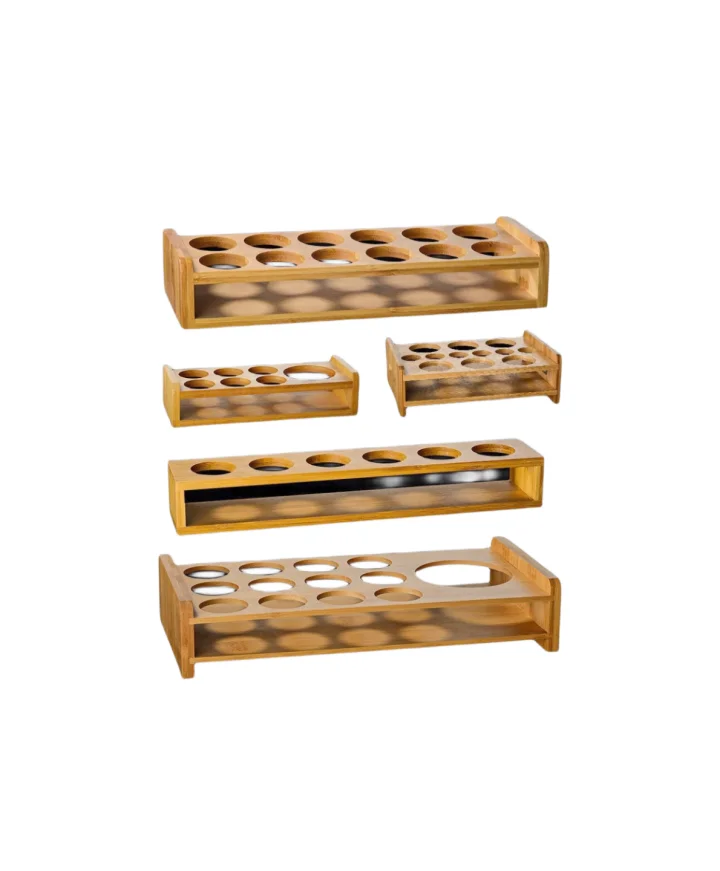 Countertop Solid Bamboo Glasses Display Rack Shot Glasses Drink Holder ...