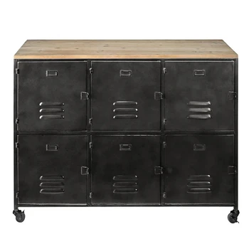 Industrial Style Sideboard Iron Solid Wood Pantry Cabinet Retro ...