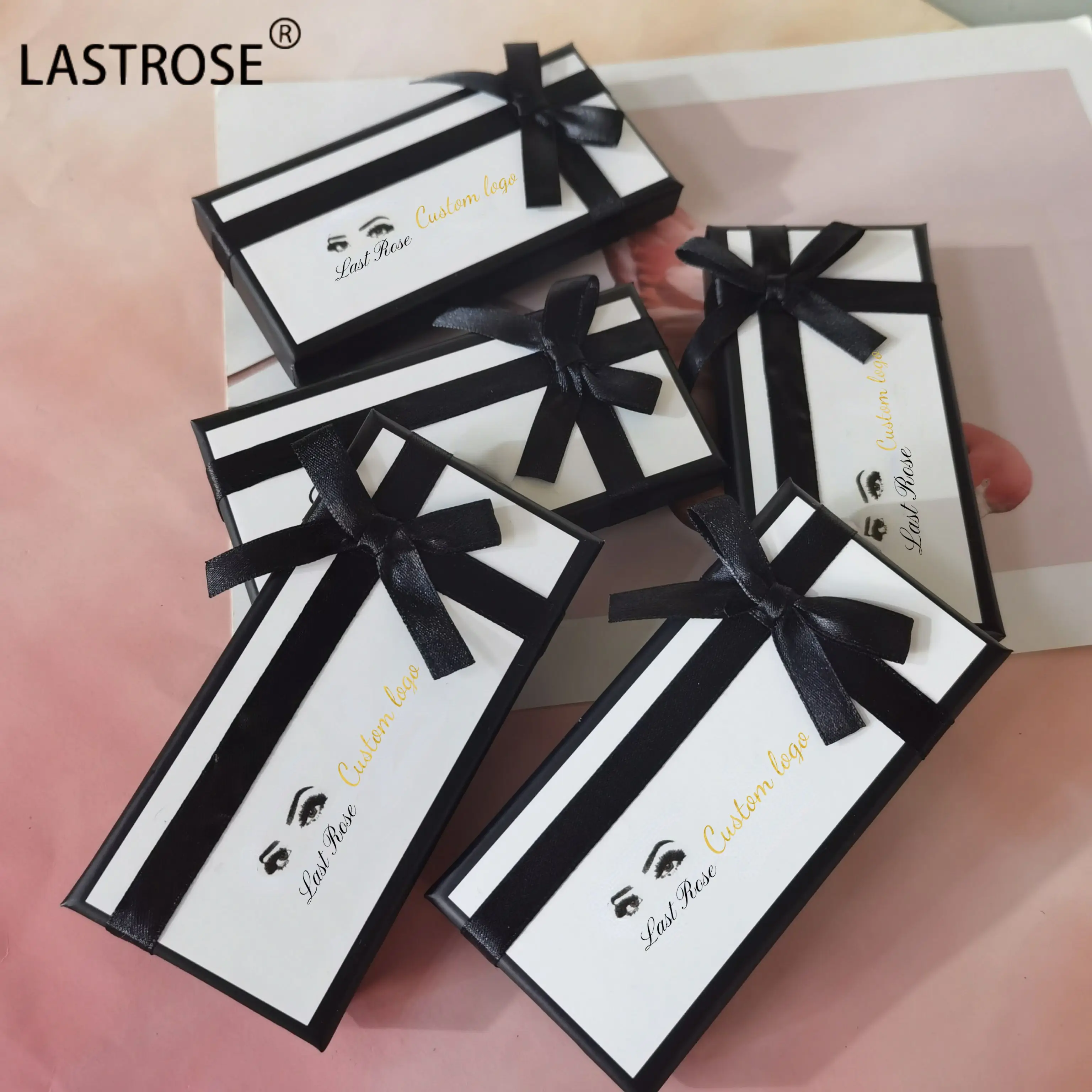 Custom Lashpackaging Box With Rhinestone Luxury Ribbon Rectangle ...