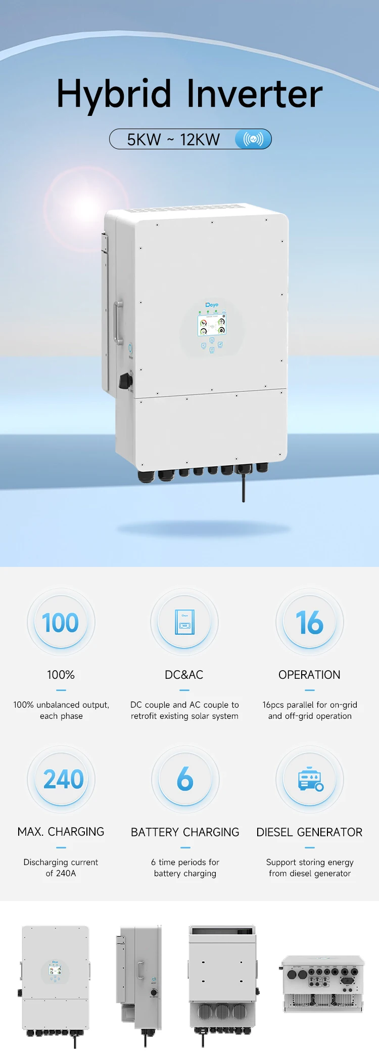 德业储能逆变器三相8KW 10KW 12KW混合逆变器| Alibaba.com