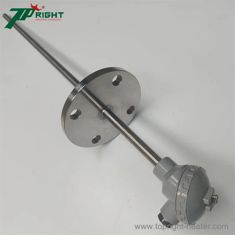 Thermowell Rtd Pt100 Thermocouple Temperature Sensor With Flange Fitting - Buy Thermocouple ...