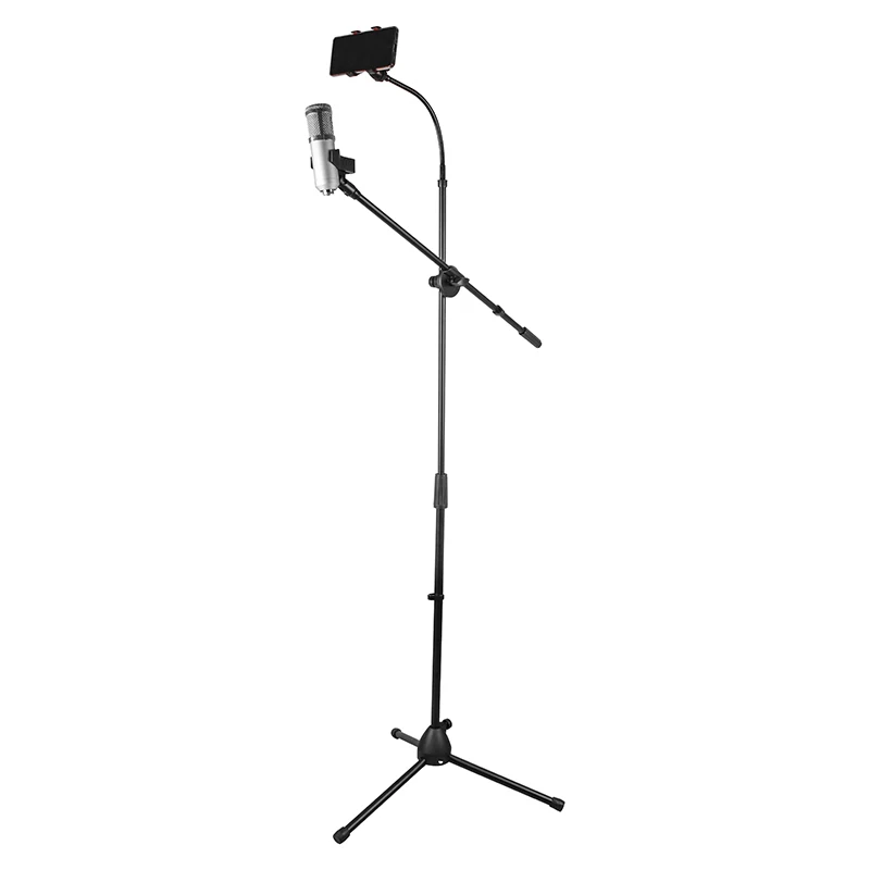 Microphone Stand with Mobile Phone Stand - Flexible Swan Gooseneck