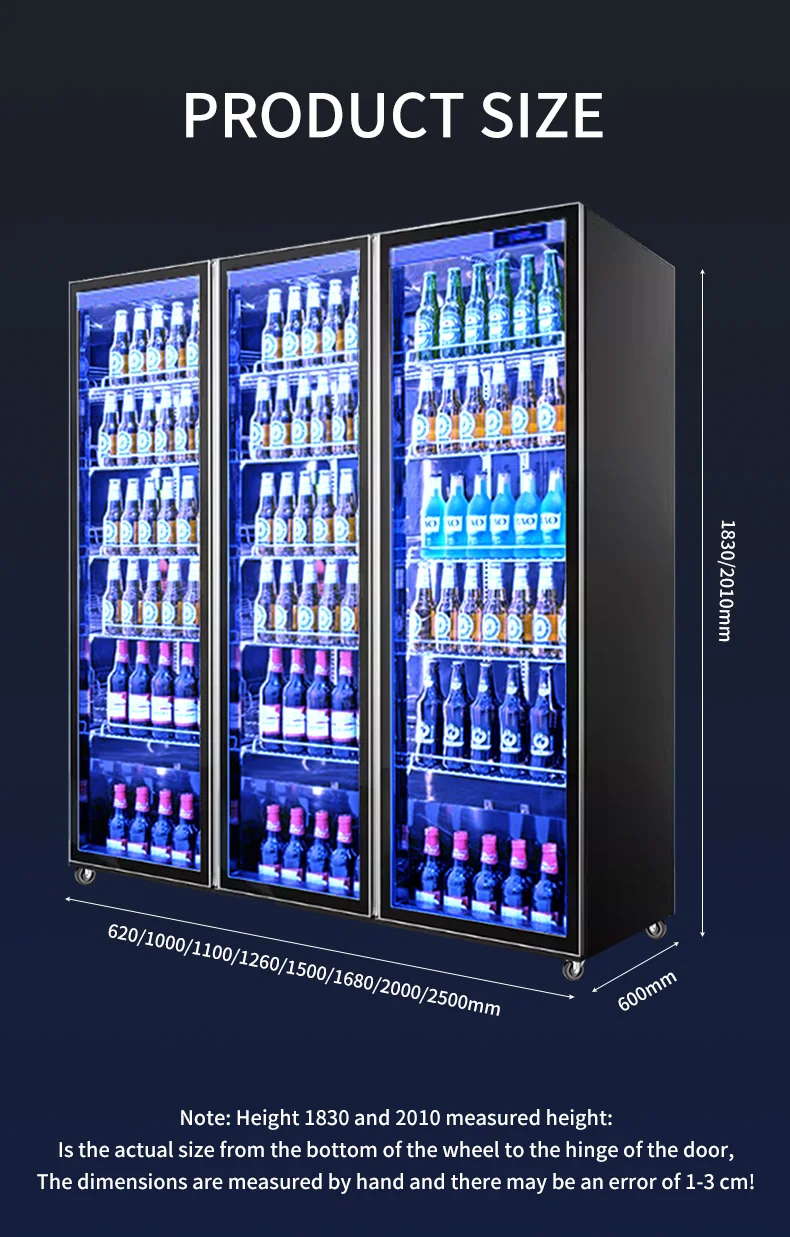 Commercial 900l Display Freezer 2 Door Refrigerator Beverage Display ...