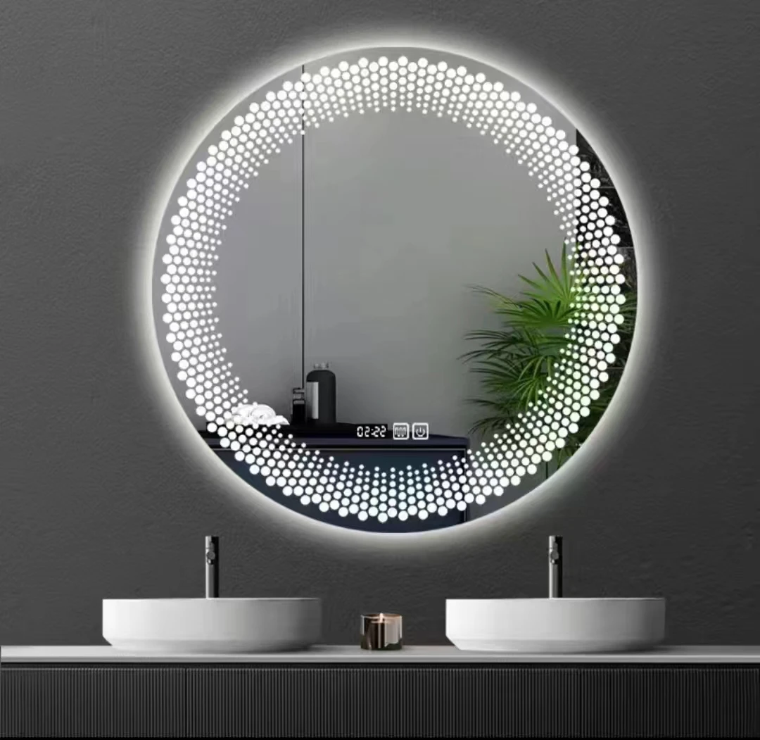 Modern Round Led Mirror Wall Mounted Touch Switch Screen Smart Mirror ...