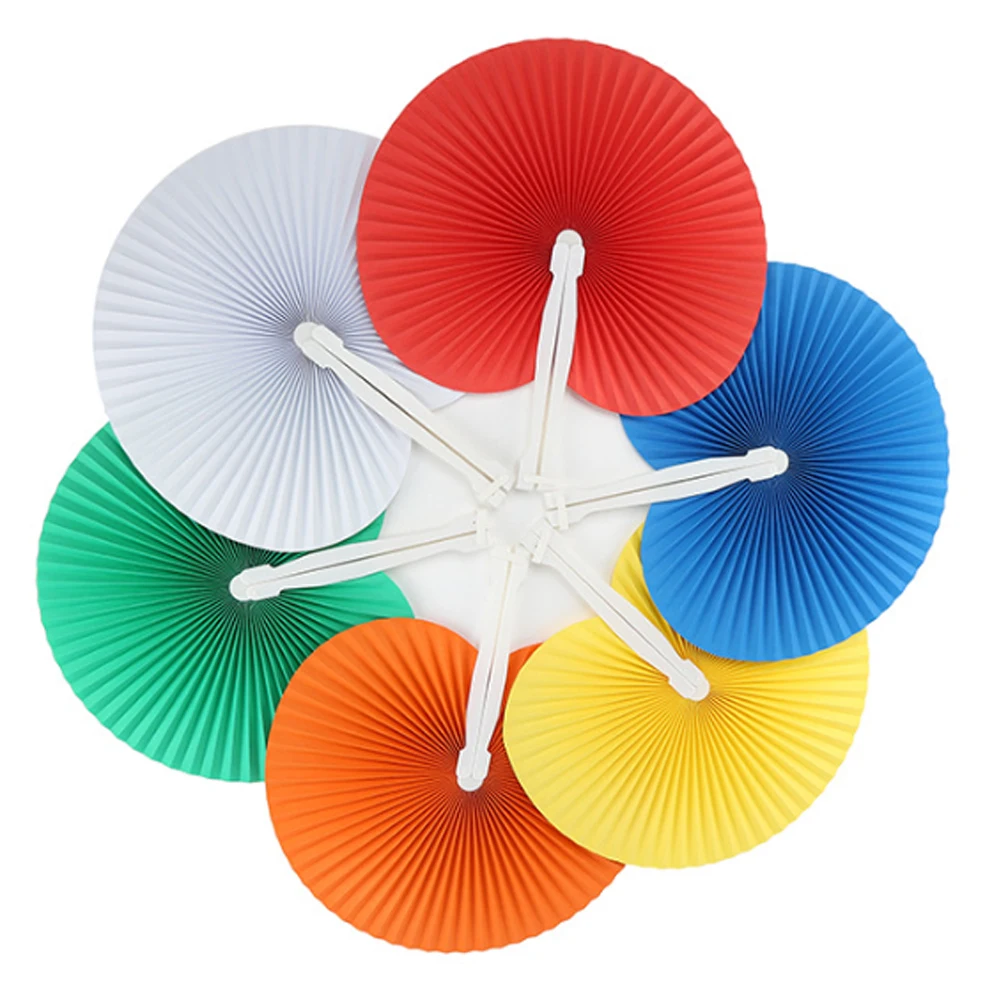 Round Shaped Accordion Folding Handheld Paper Hand Fans
