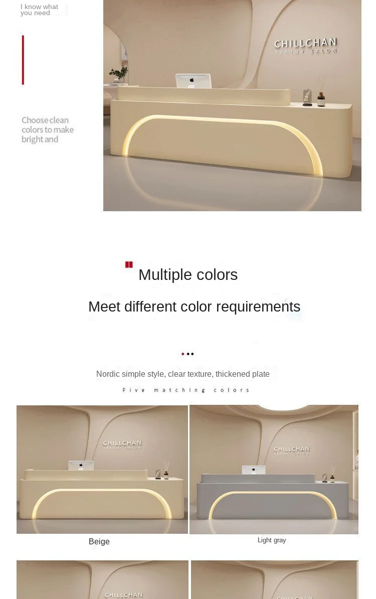 Customized Modern Extendable MDF Reception Desk Glossy Anti-Water ...
