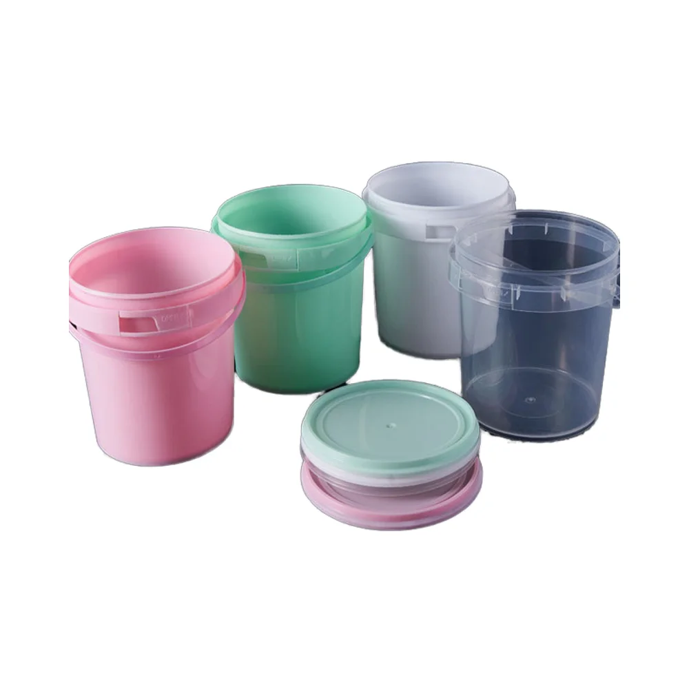 White Clear Plastic Round Buckets with Lids - Factory Supply