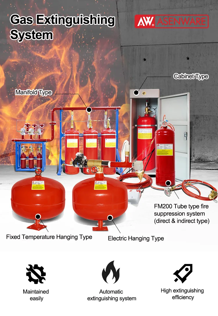 Asenware Tube Type FM200 CO2 Automatic Fire Suppression System