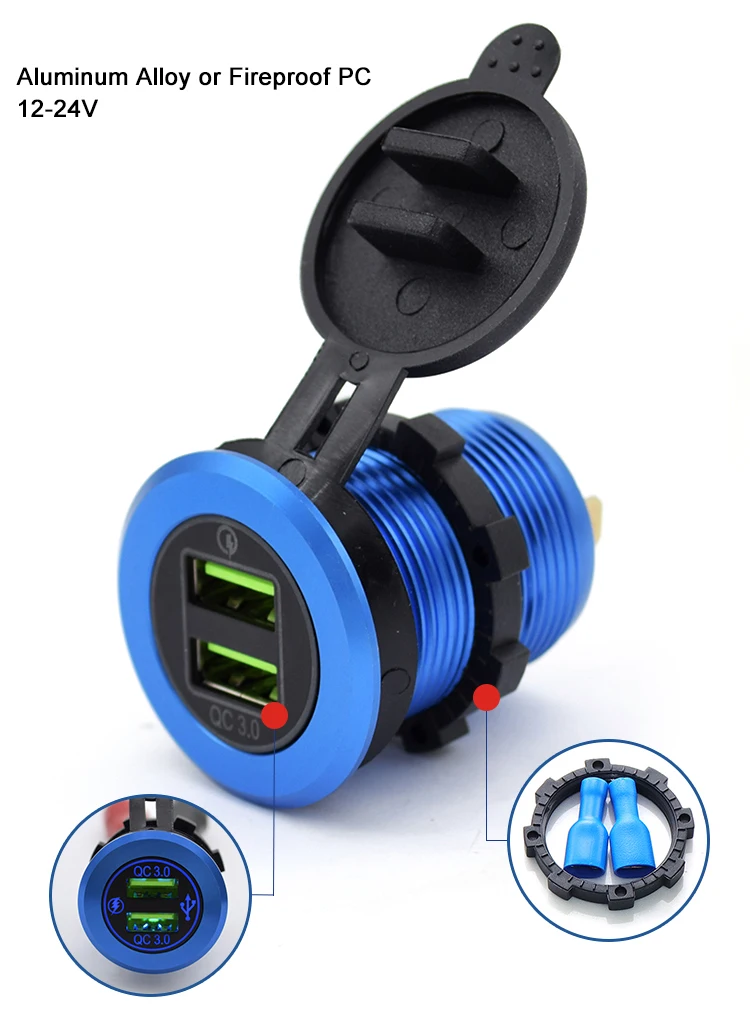 Car Power Socket Rocker Switch Style Dual USB Waterproof 12V Usb Car ...