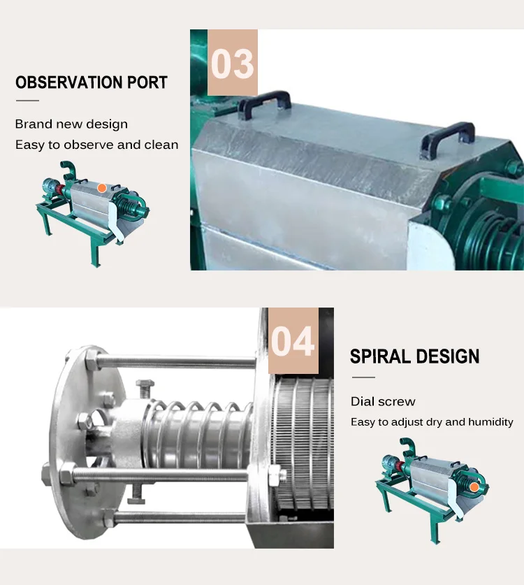 Spiral Extrusion Cow Dung Manure Separator Dewatering Machine For China - Buy China Dewatering ...