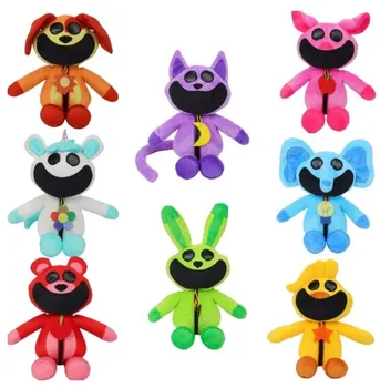 8pcs Smiling Critters Plush Toys Cartoon Rabbit Cat Dog Bear Dolls Cute ...