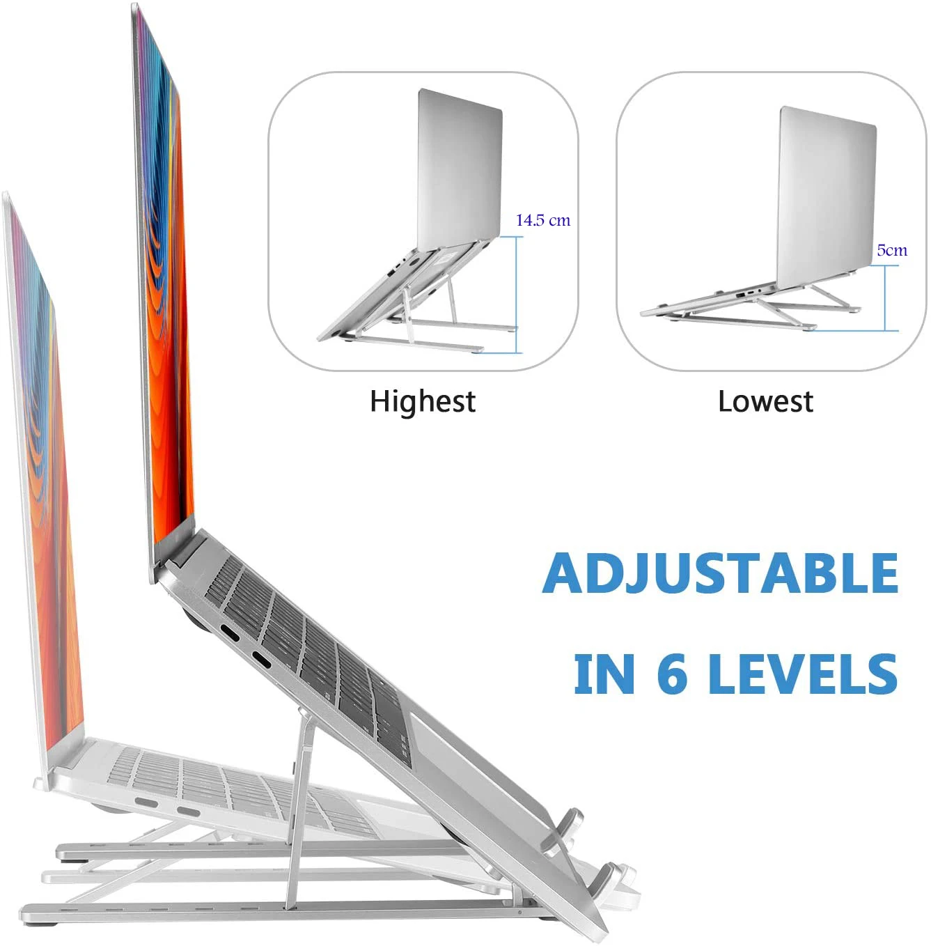 7-level Adjustable Aluminum Laptop Stand - Ergonomic Support
