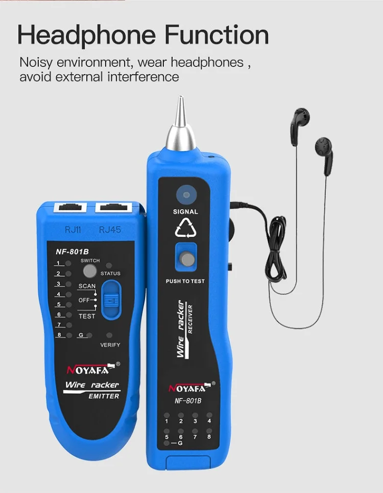 Network Tester Utp Cable Locator Rj45 Rj11 Lan Wire Tracker Nf-801r Nf ...