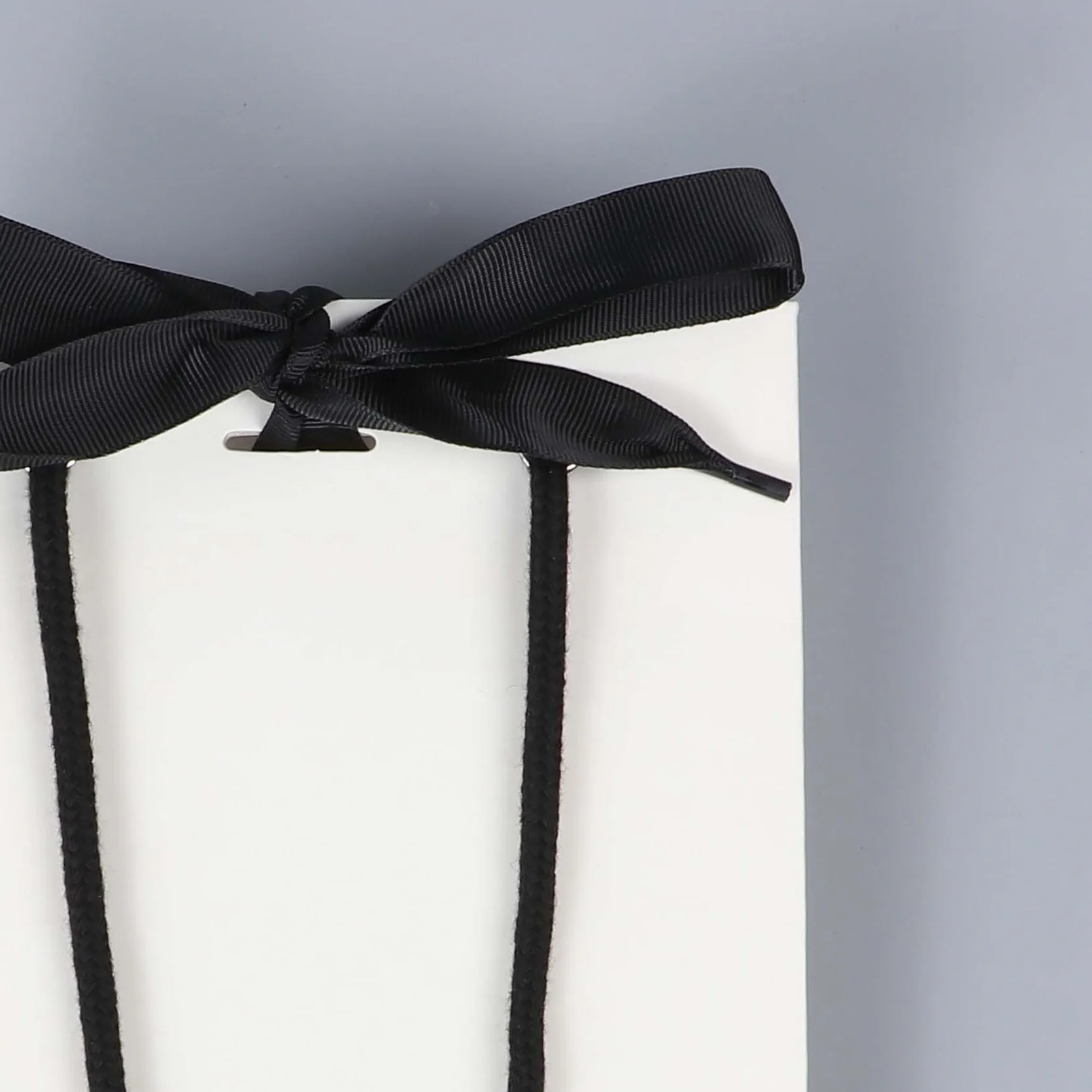 Sturdy Durable Thick White Gift Bag With Black Handle And Ribbon ...