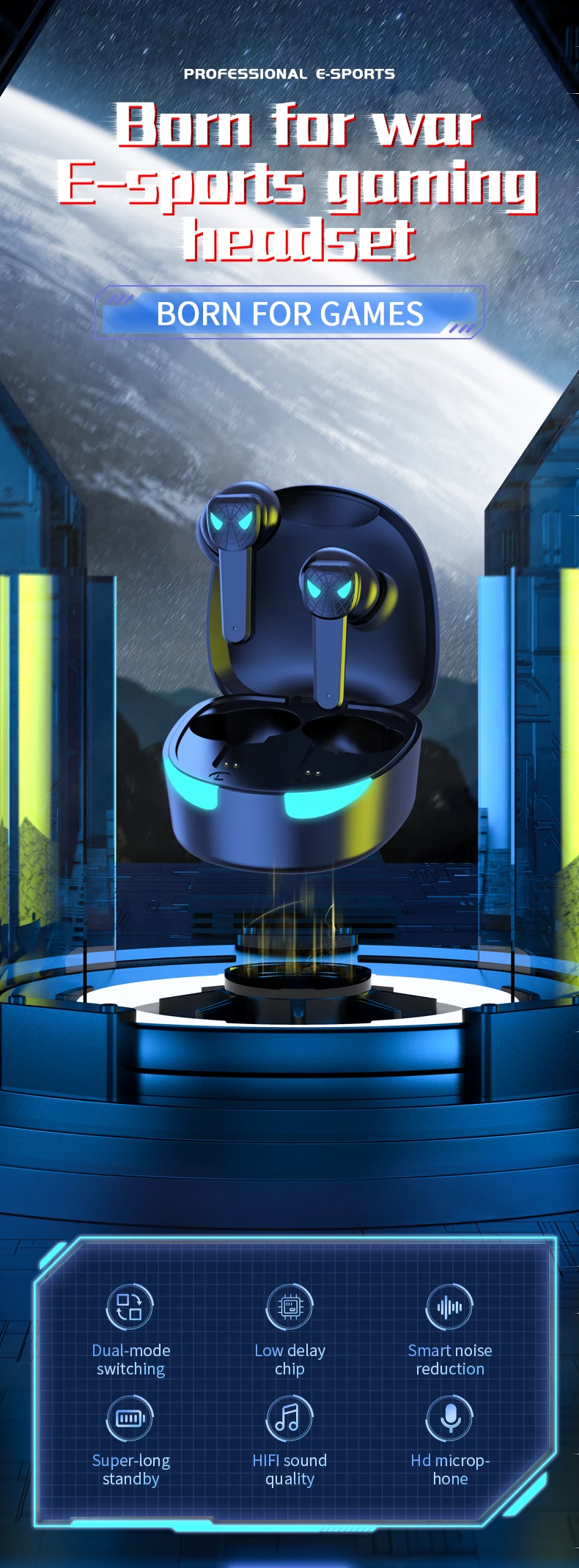 Amazon Gaming Tws Earbuds Games Wireless Noise Canceling Earphone 3d ...