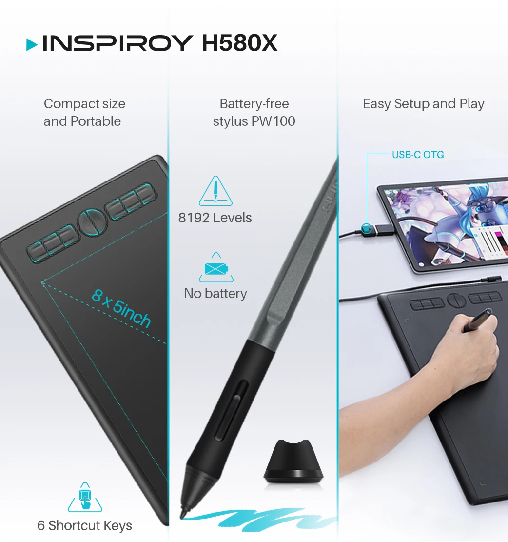 HUION Digital Pen Drawing Graphic Tablets - Perfect for Artists