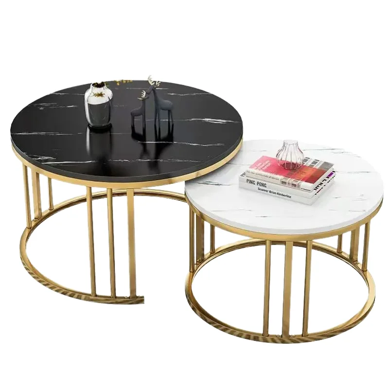 Contemporary round Metal Coffee Table Set Modern Home and Hotel Living ...