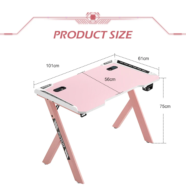 Bestier Rgb Gaming Table K Shaped Computer Desk Racing Style Office ...