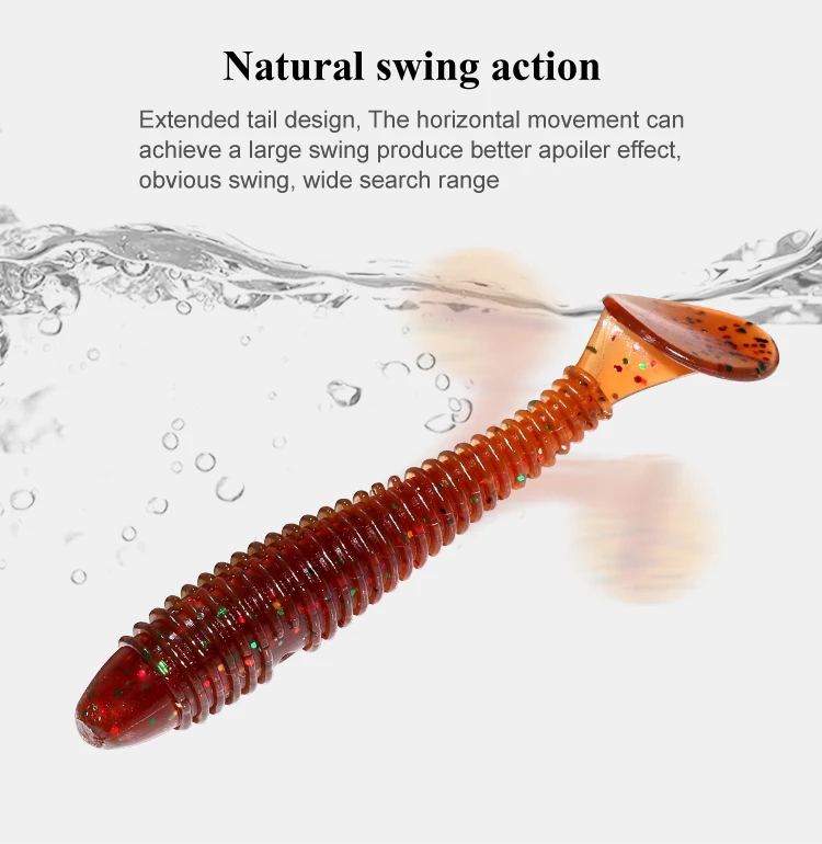 7 Colors Maggots Threaded T Tail 6cm 7cm 8cm Bass Artificial Bionic ...
