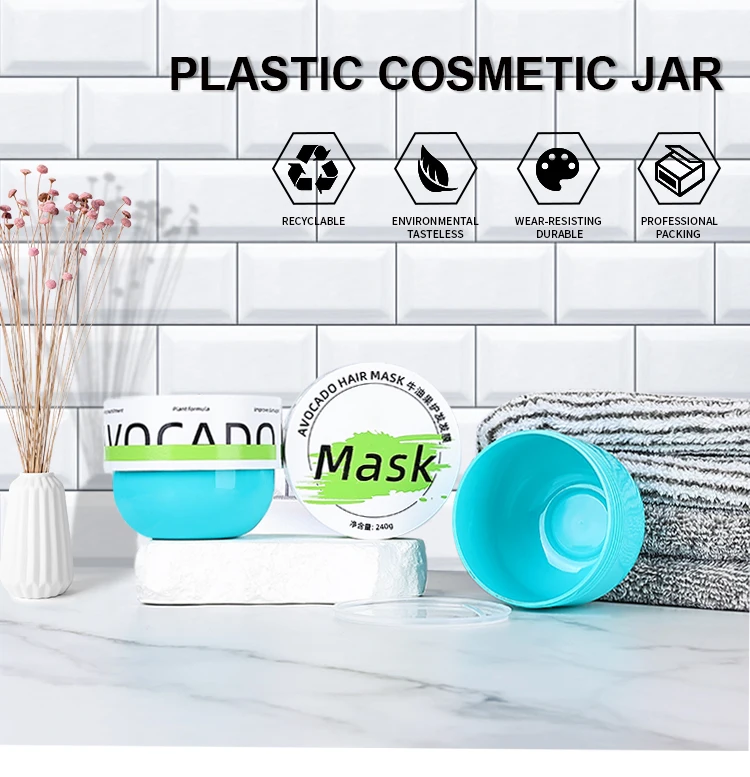 240g 8oz Face Hair Mask Gel Container Cosmetic Packaging Wide Mouth PP ...