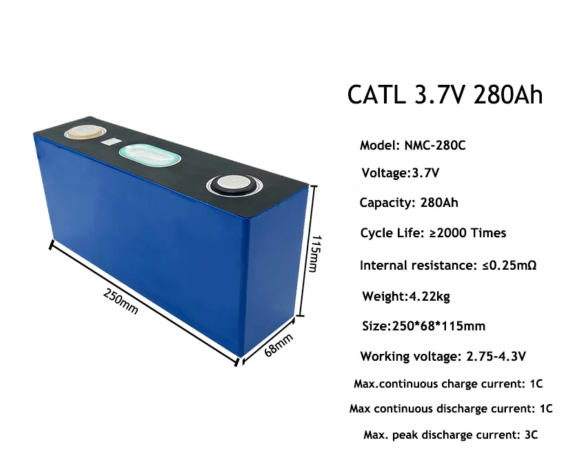 Wholesale Catl Brand New 3.7v 280ah Nmc Storage Battery For Solar Ev Rv Forklift - Buy Energy ...