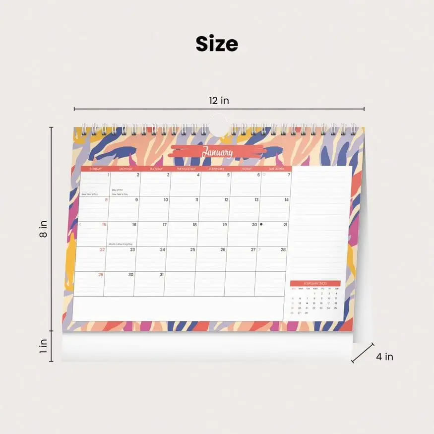 Custom Desk Desktop Calendar 2023 Standing Flip Calendars Lined Pages ...